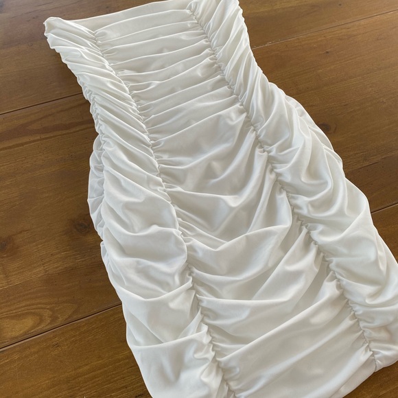 SHEIN | Dresses | Nwot Shein White Strapless Scrunch Sexy Dress | Poshmark